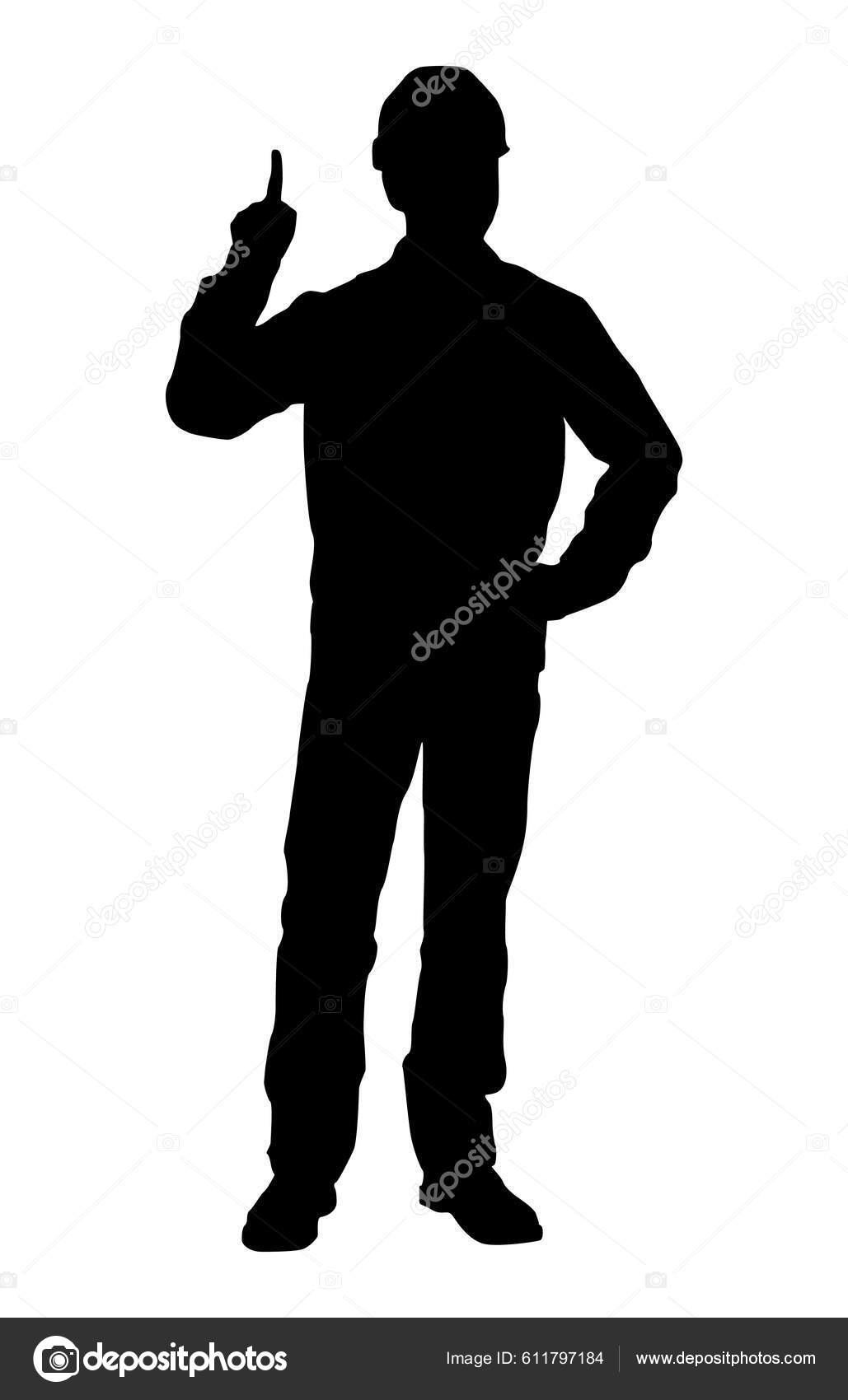 Silhouette Worker Helmet Vector Flat Style Illustration Isolated White ...