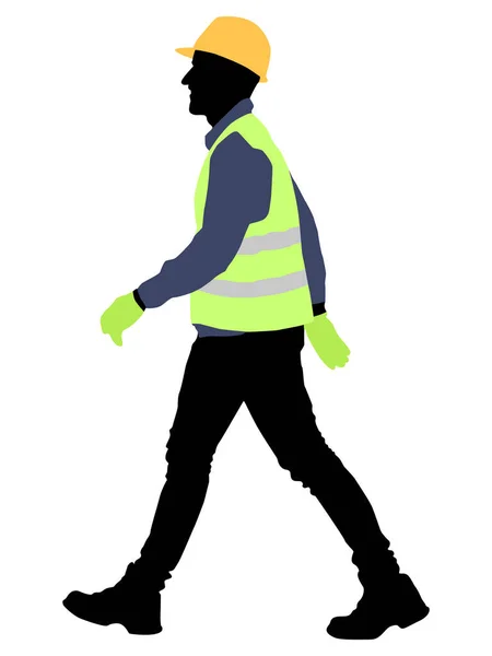 Silhouette Worker Helmet Vector Flat Style Illustration Isolated White ...