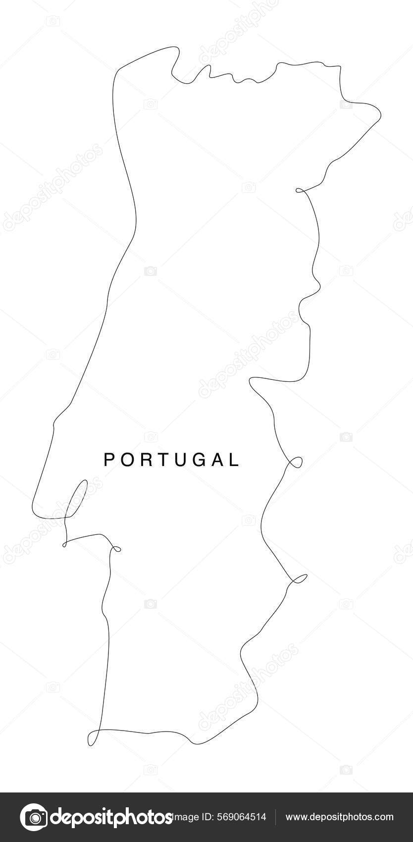 Line art Portugal map. continuous line europe map. vector illustration ...