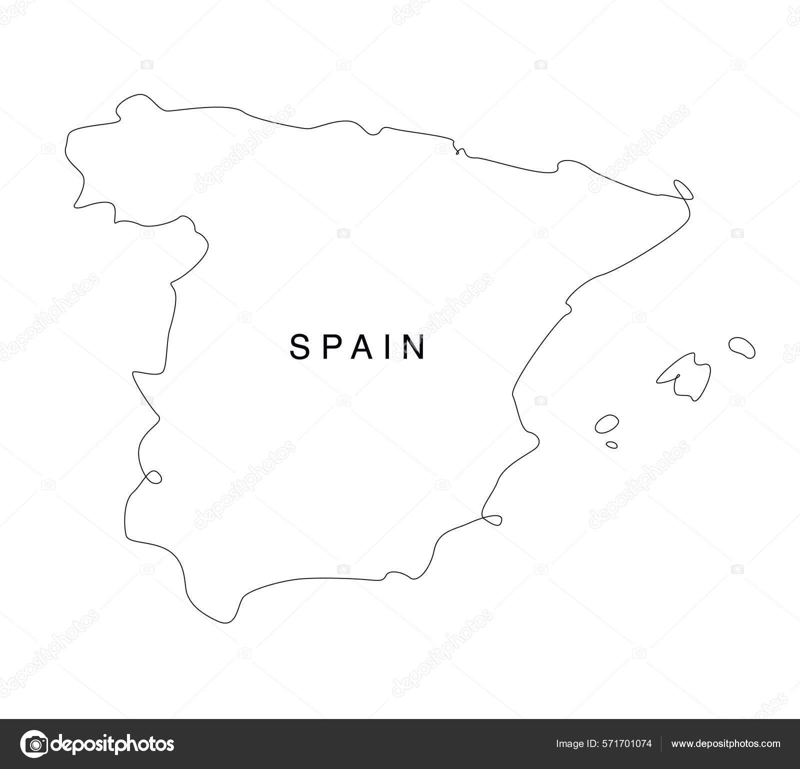 Line art Spain map. continuous line europe map. vector illustration ...