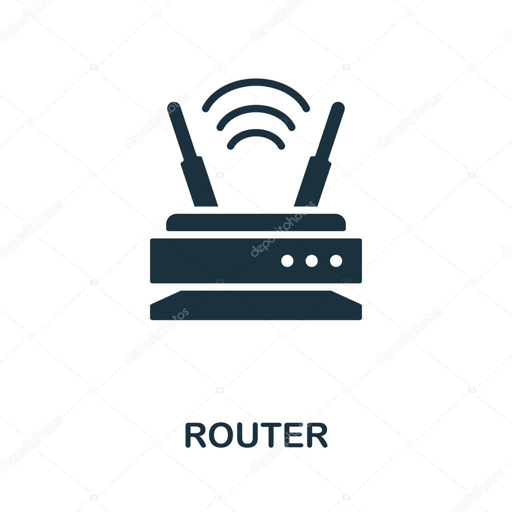 Icono del router. Signo monocromático de la colección tecnológica ...