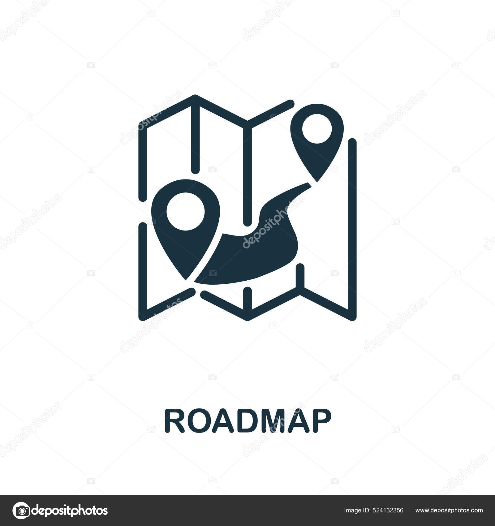 Roadmap icon. Monochrome sign from digital transformation collection ...