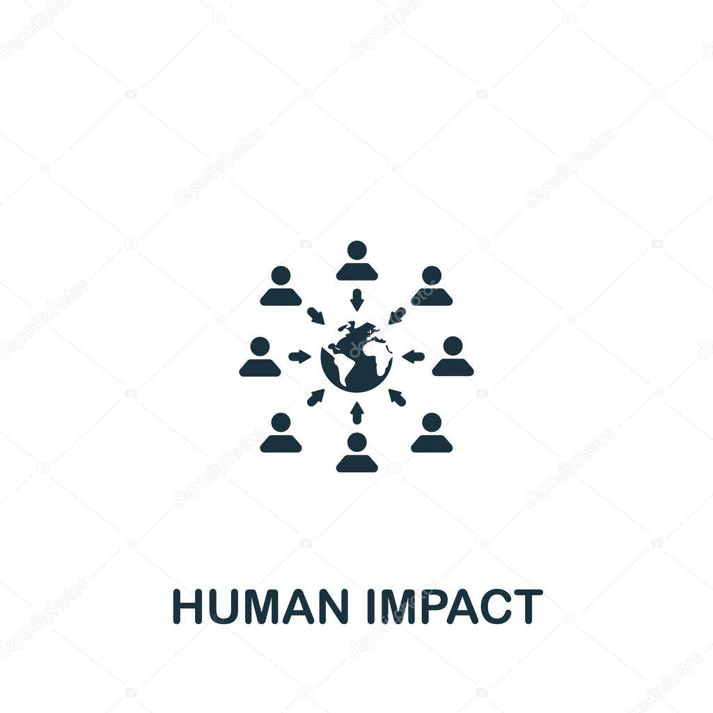 Icono de impacto humano. Icono simple monocromo para plantillas, diseño ...