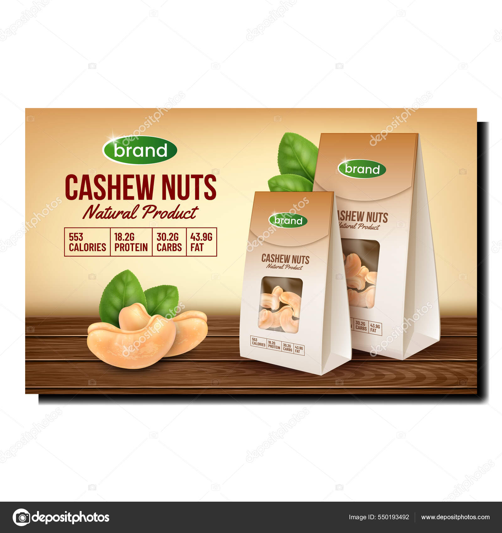 Cashew Nuts Creative Promotional Poster Vector Stock Vector by ...