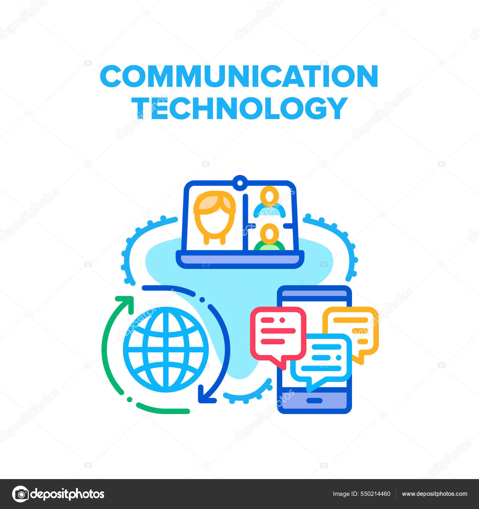 Communication Technology Vector Color Illustration Stock Vector Image ...