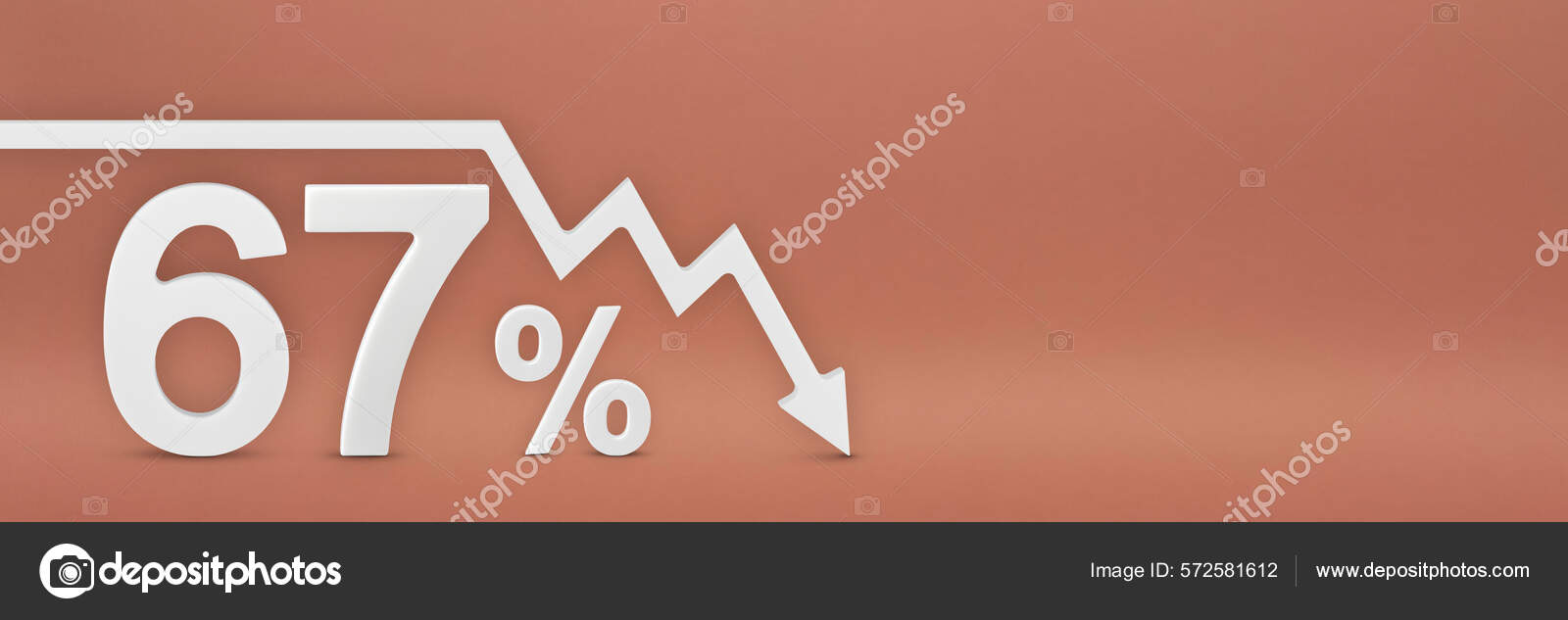 Sixty Seven Percent Arrow Graph Pointing Stock Market Crash Bear Stock ...
