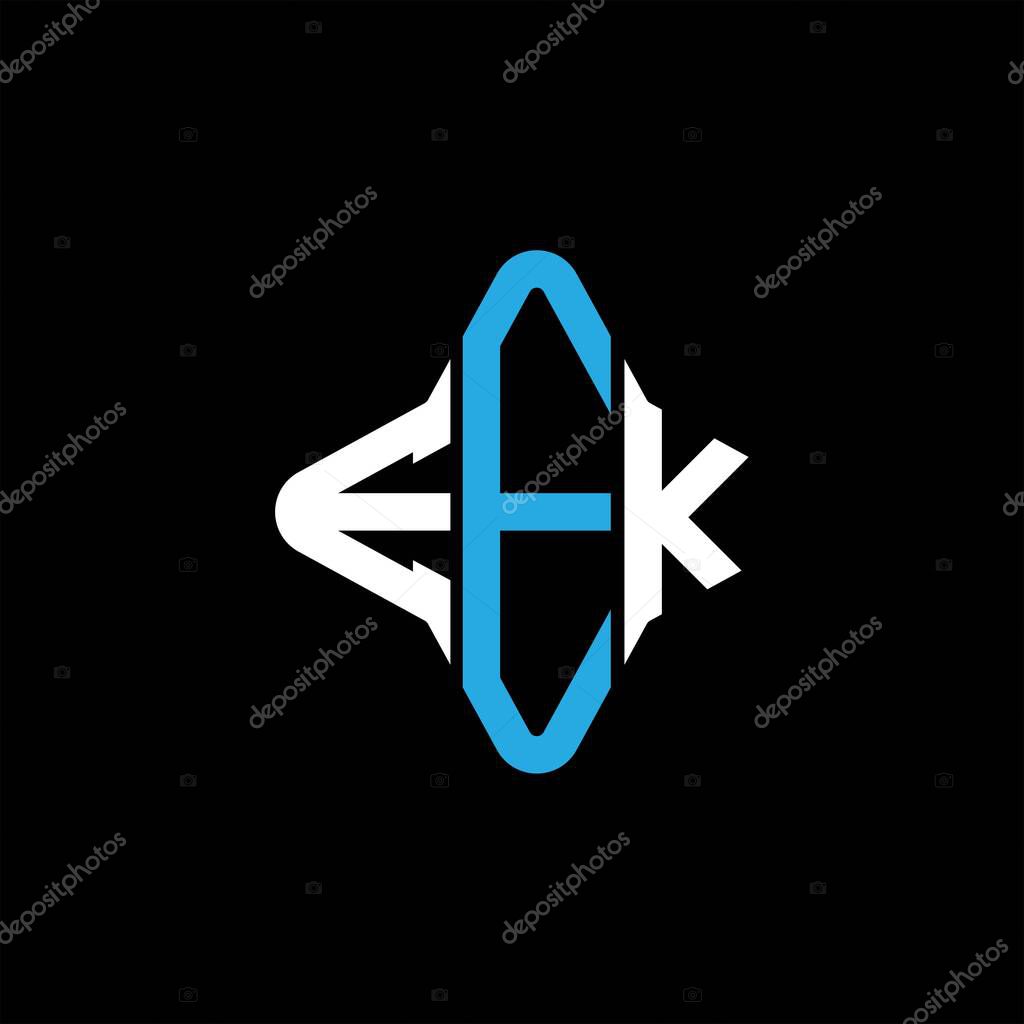 Diseño creativo del logotipo de la letra EEK con gráfico vectorial 2022