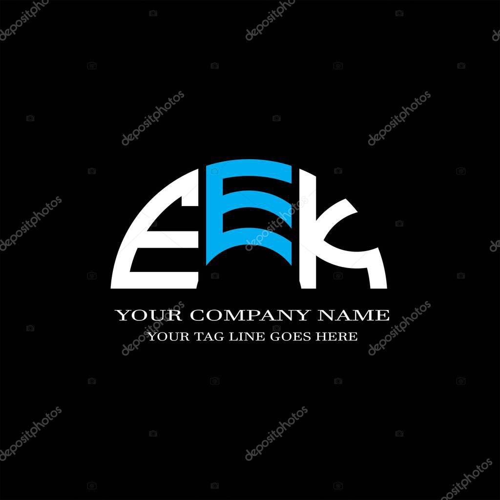 Diseño creativo del logotipo de la letra EEK con gráfico vectorial 2022