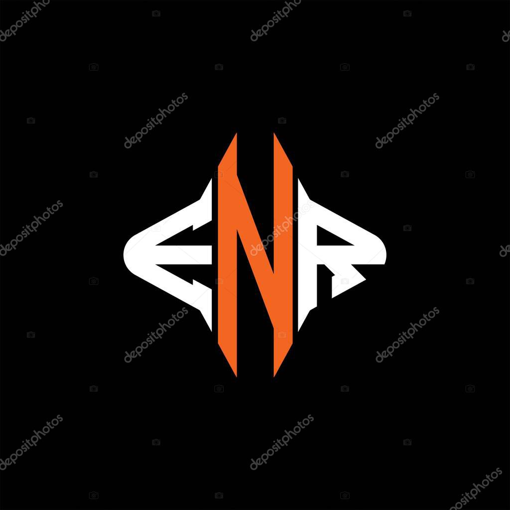 Diseño creativo del logotipo de la letra ENR con gráfico vectorial 2023