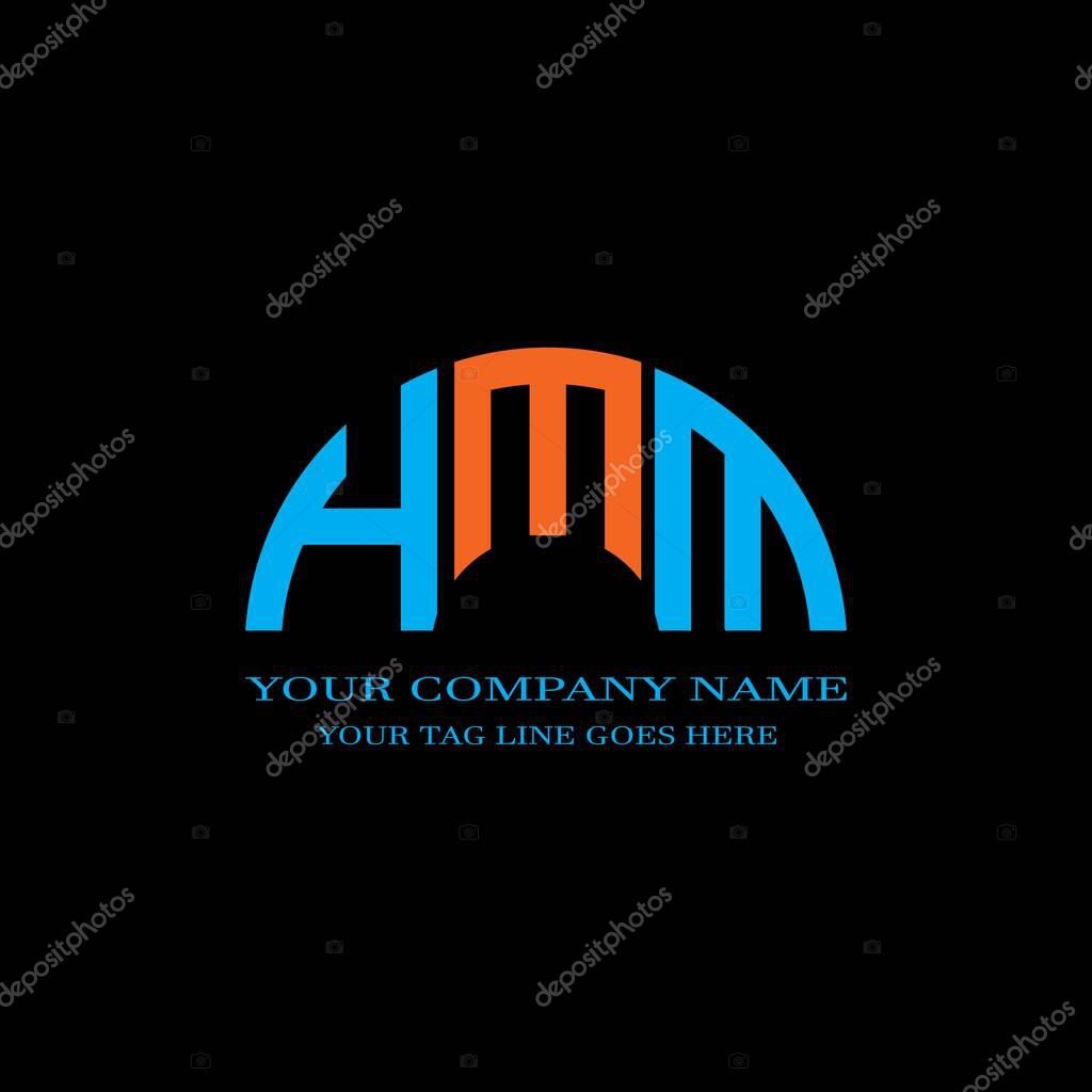 Diseño creativo del logotipo de la letra HMM con gráfico vectorial 2024