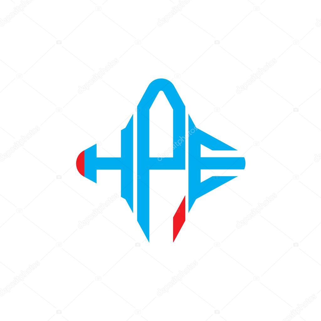 Diseño creativo del logotipo de la letra HPE con gráfico vectorial 2023