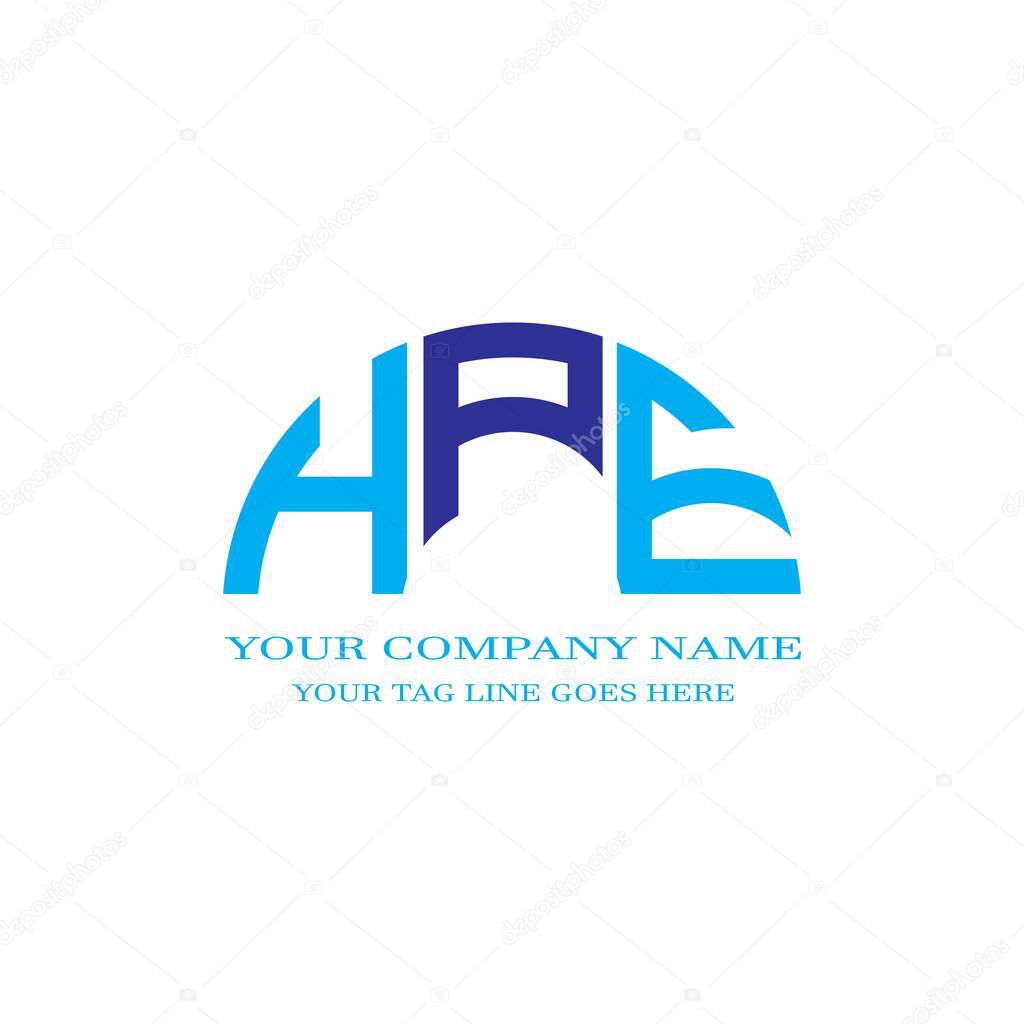 Diseño creativo del logotipo de la letra HPE con gráfico vectorial 2022