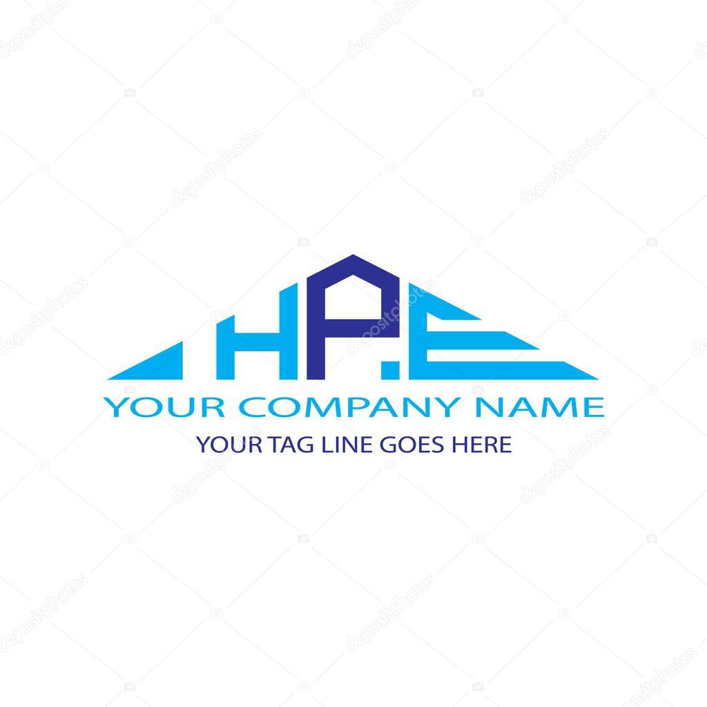 Diseño creativo del logotipo de la letra HPE con gráfico vectorial 2023