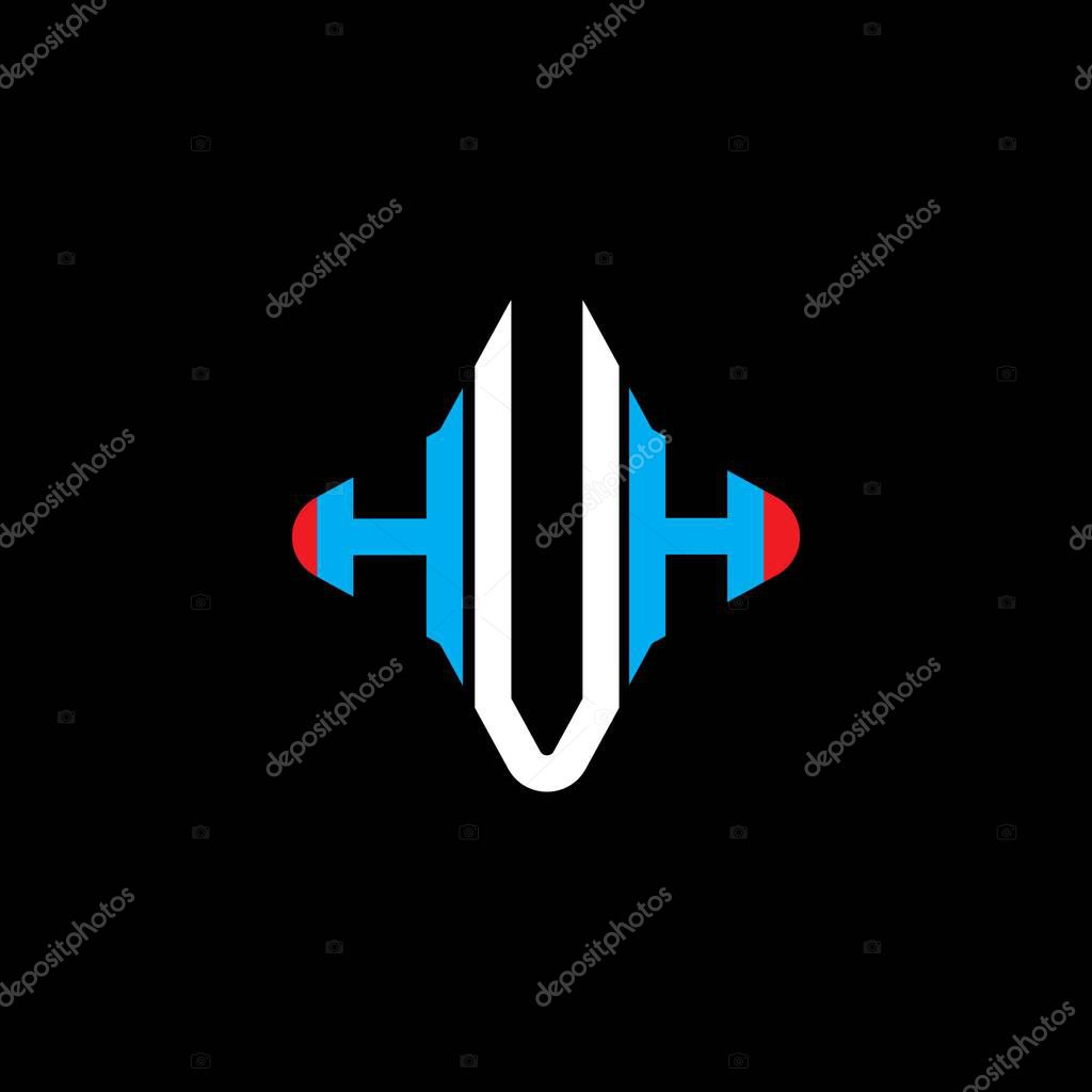 Diseño creativo del logotipo de la letra HUH con gráfico vectorial 2023