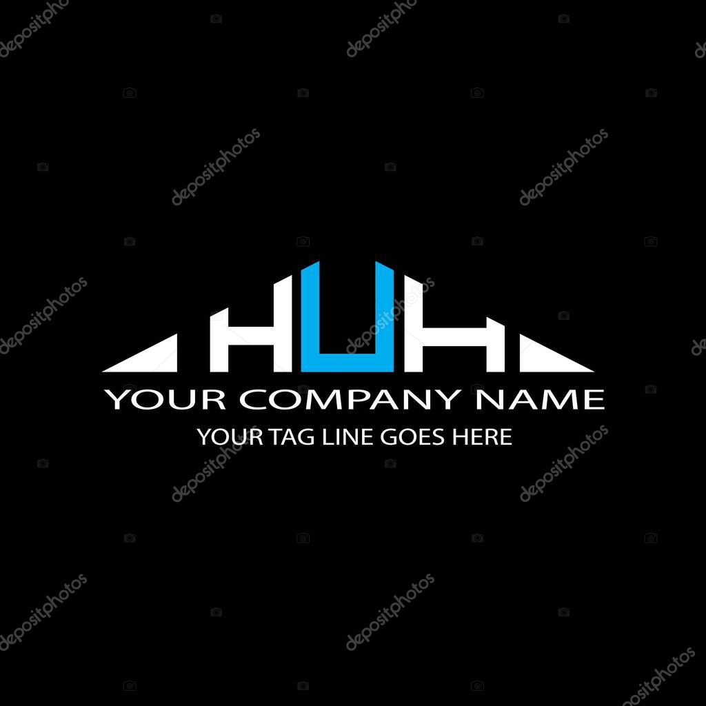 Diseño creativo del logotipo de la letra HUH con gráfico vectorial 2023