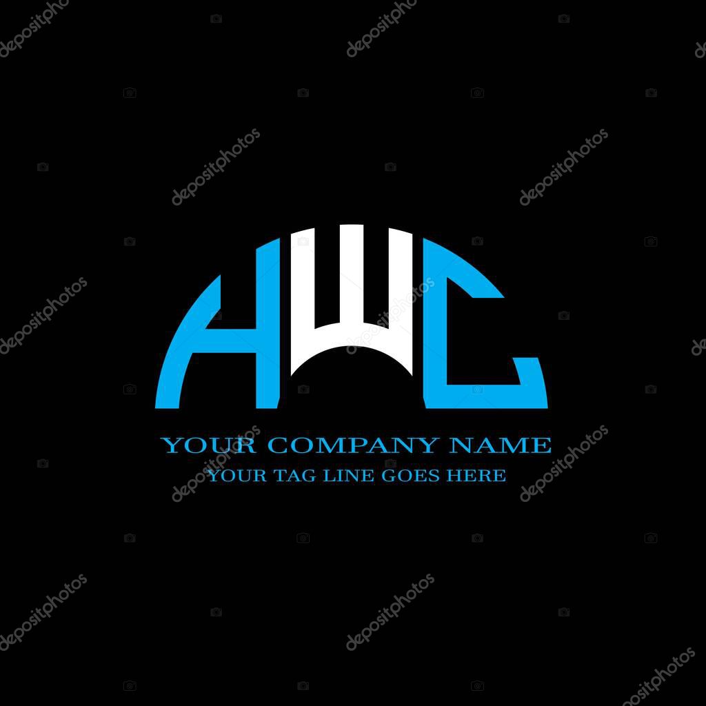 Diseño creativo del logotipo de la letra HWC con gráfico vectorial 2023