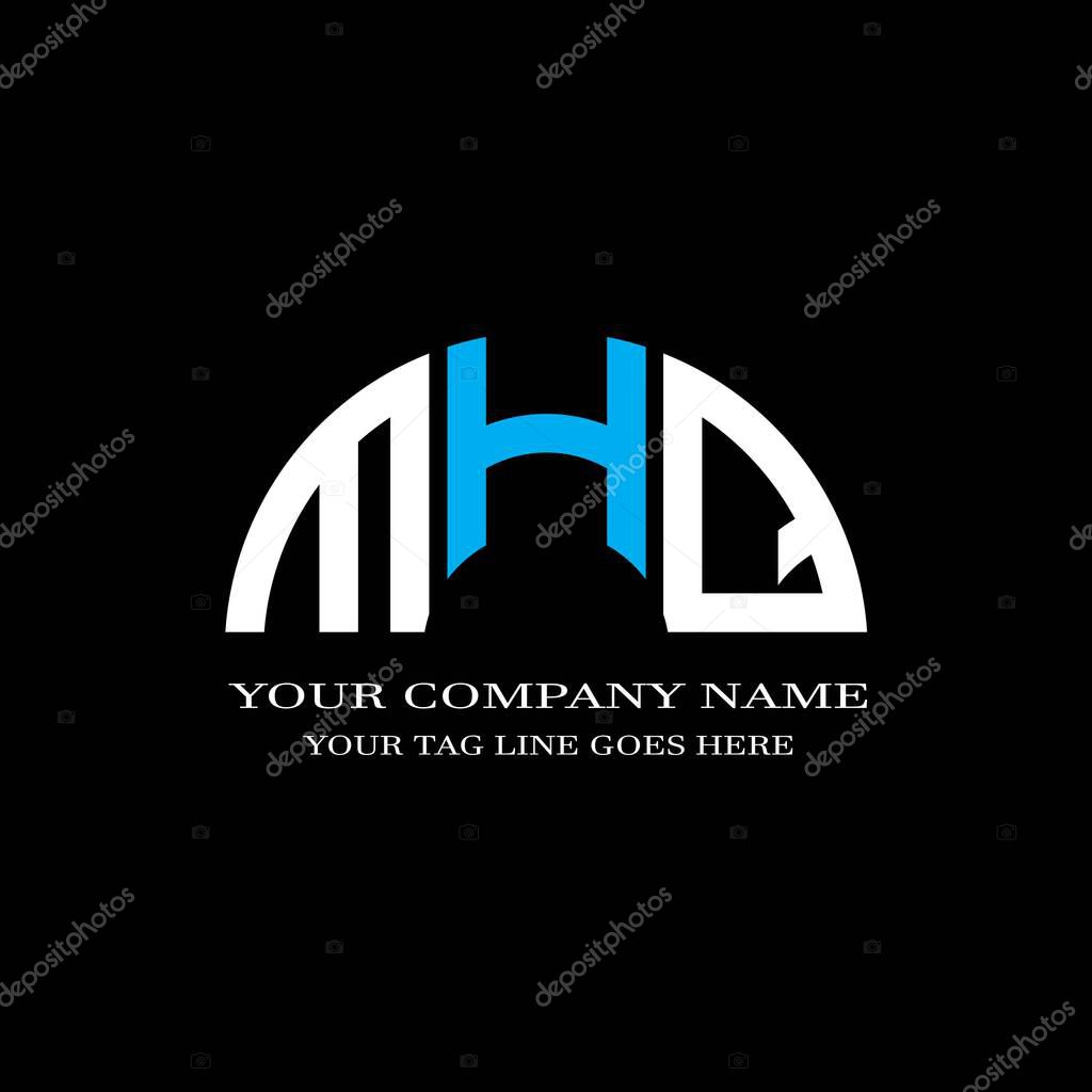 Diseño creativo del logotipo de la letra MHQ con gráfico vectorial 2023