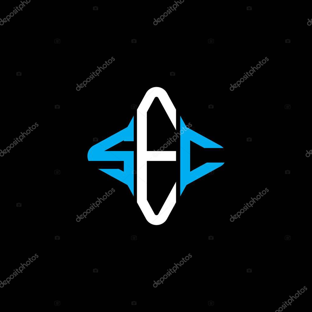 Diseño creativo del logotipo de la letra SEC con gráfico vectorial 2023