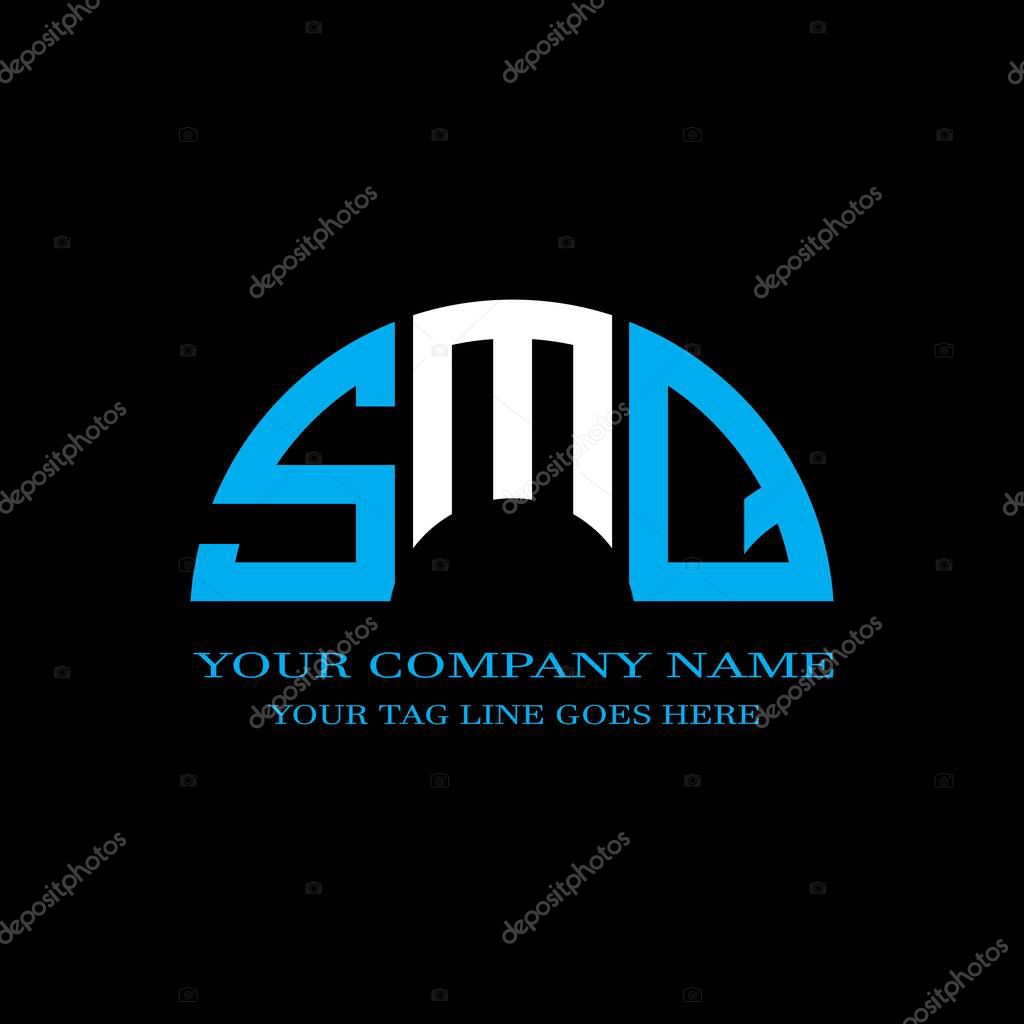 Diseño creativo del logotipo de la letra SMQ con gráfico vectorial 2023
