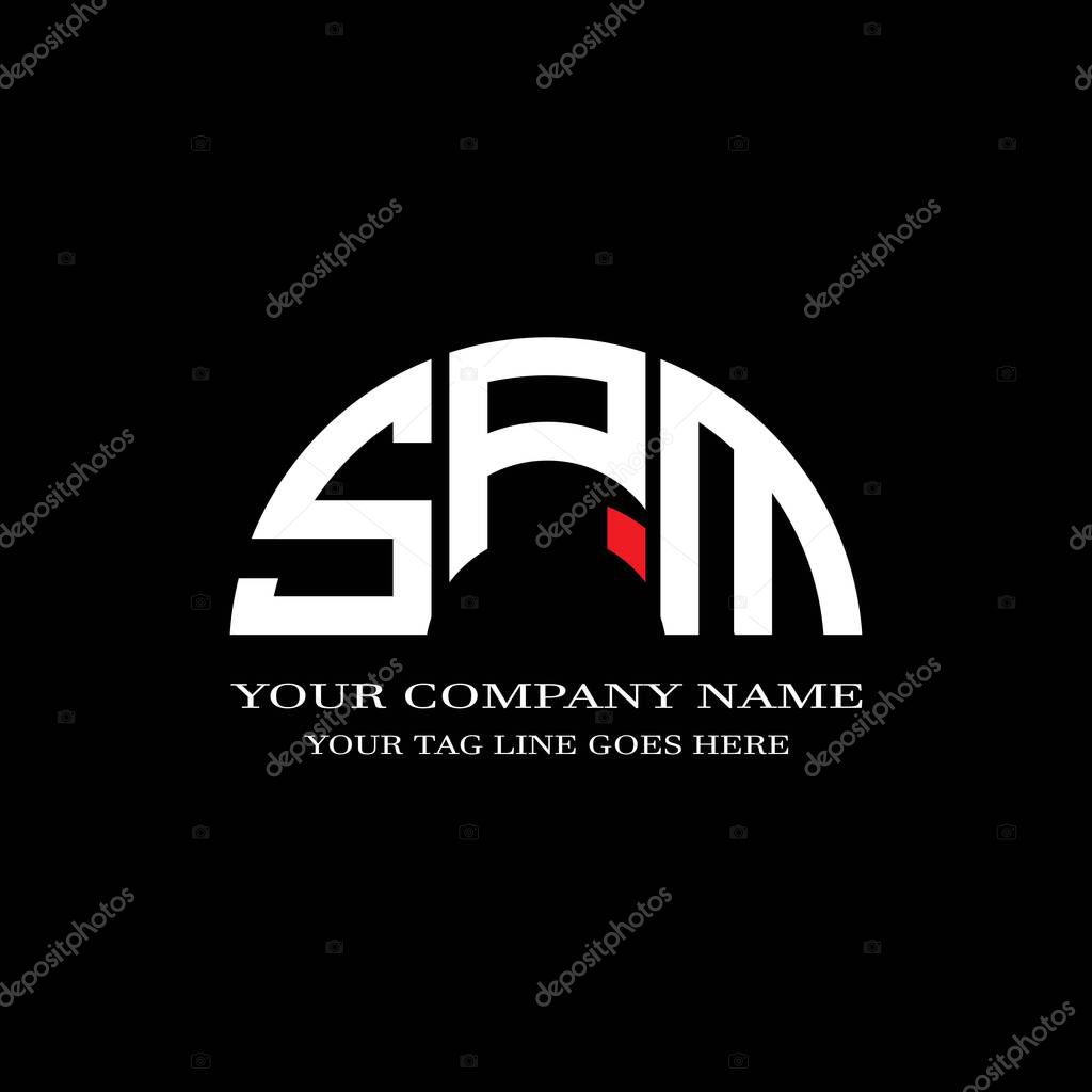 Diseño creativo del logotipo de la letra SPM con gráfico vectorial 2022