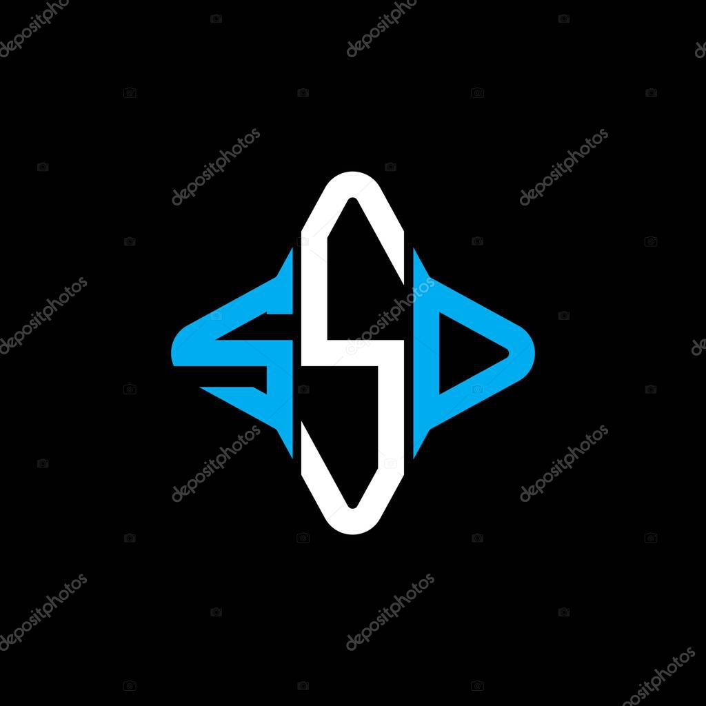 Diseño creativo del logotipo de la letra SSD con gráfico vectorial 2023