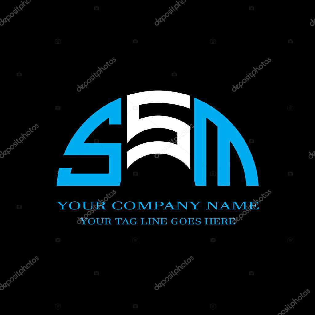 Diseño creativo del logotipo de la letra SSM con gráfico vectorial 2022