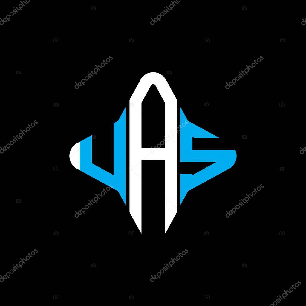 Diseño creativo del logotipo de la letra UAS con gráfico vectorial 2022