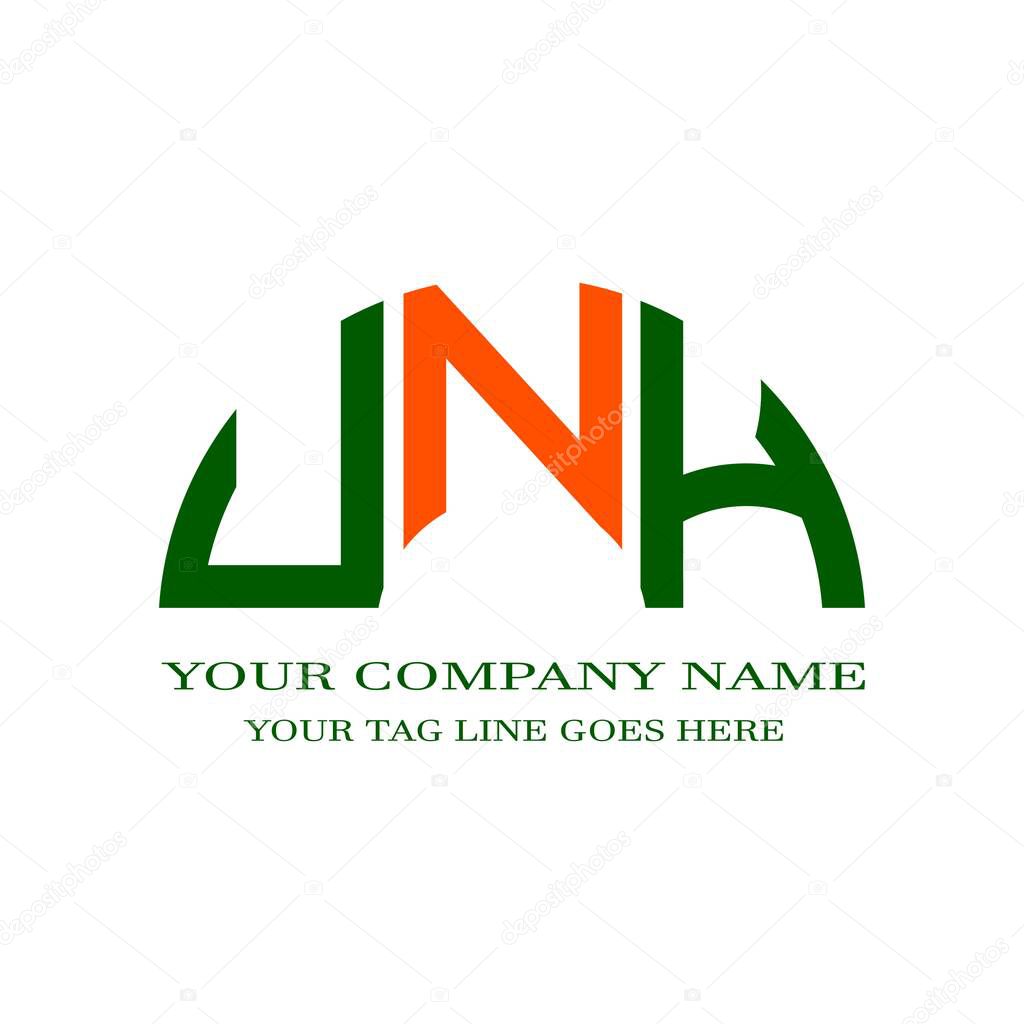 Diseño creativo del logotipo de la letra UNH con gráfico vectorial 2025
