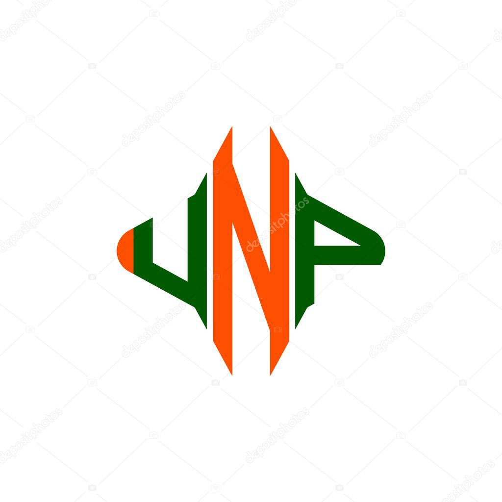 Diseño creativo del logotipo de la letra UNP con gráfico vectorial 2022