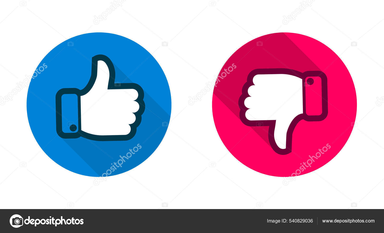 Ikona Palec nahoru a palec dolů. Jako a nelíbí ikona na bílém pozadí ...