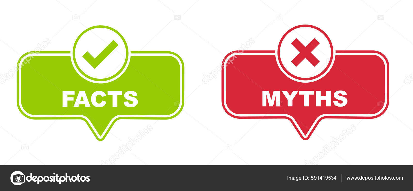 Facts Myths Icon Instant Message Concept Red Green Checkmark True Stock ...