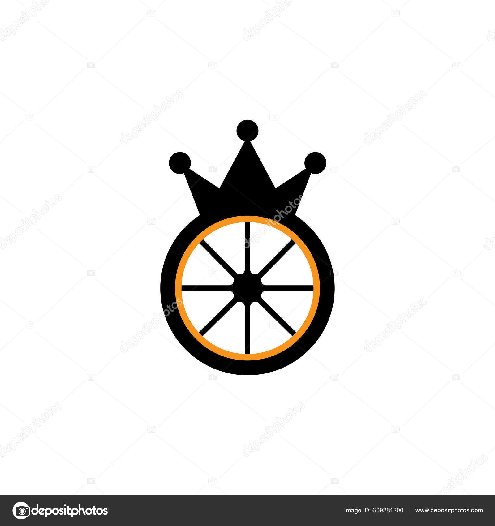 King Wheel Logo Illustration Crown Icon Design Vector Stock Vector by ...