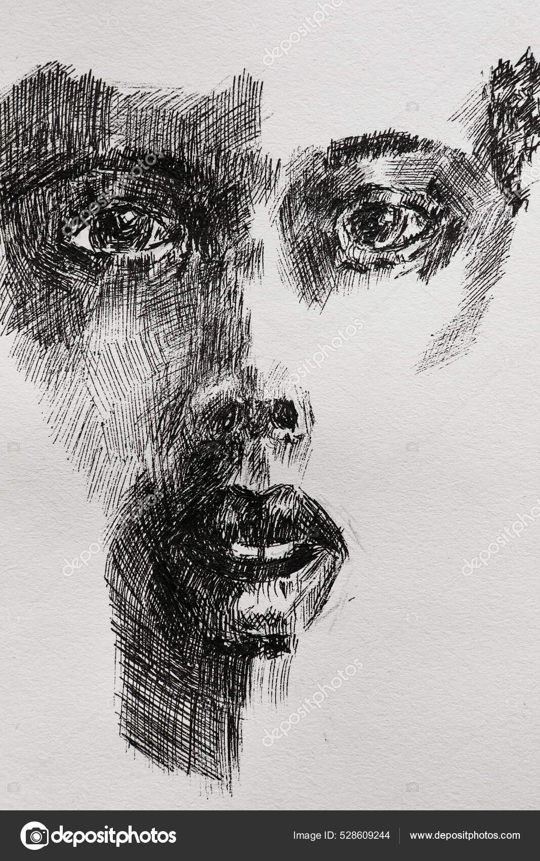 Scared Face Illustration Detailed Picture Frightened Person Open Mouth ...