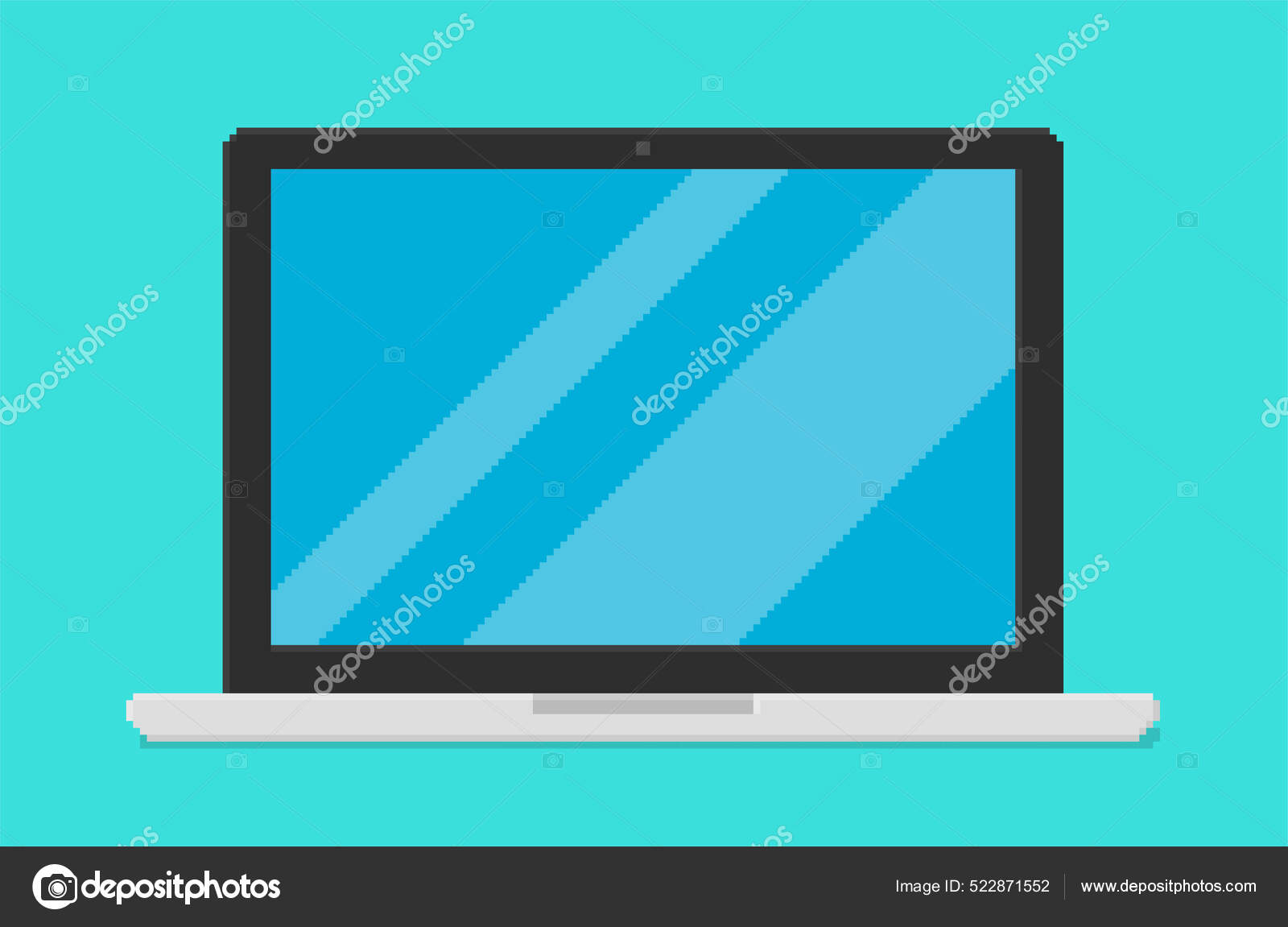 Pixel Art Vector Illustration Laptop Notebook Device Stock Vector Image ...