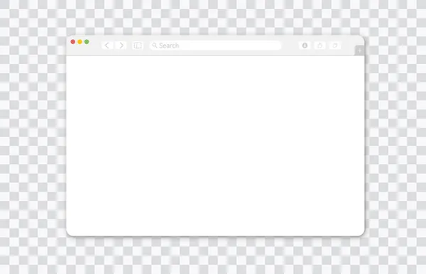 Empty browser window on transparent background. Empty web page mockup with toolbar. Display ...