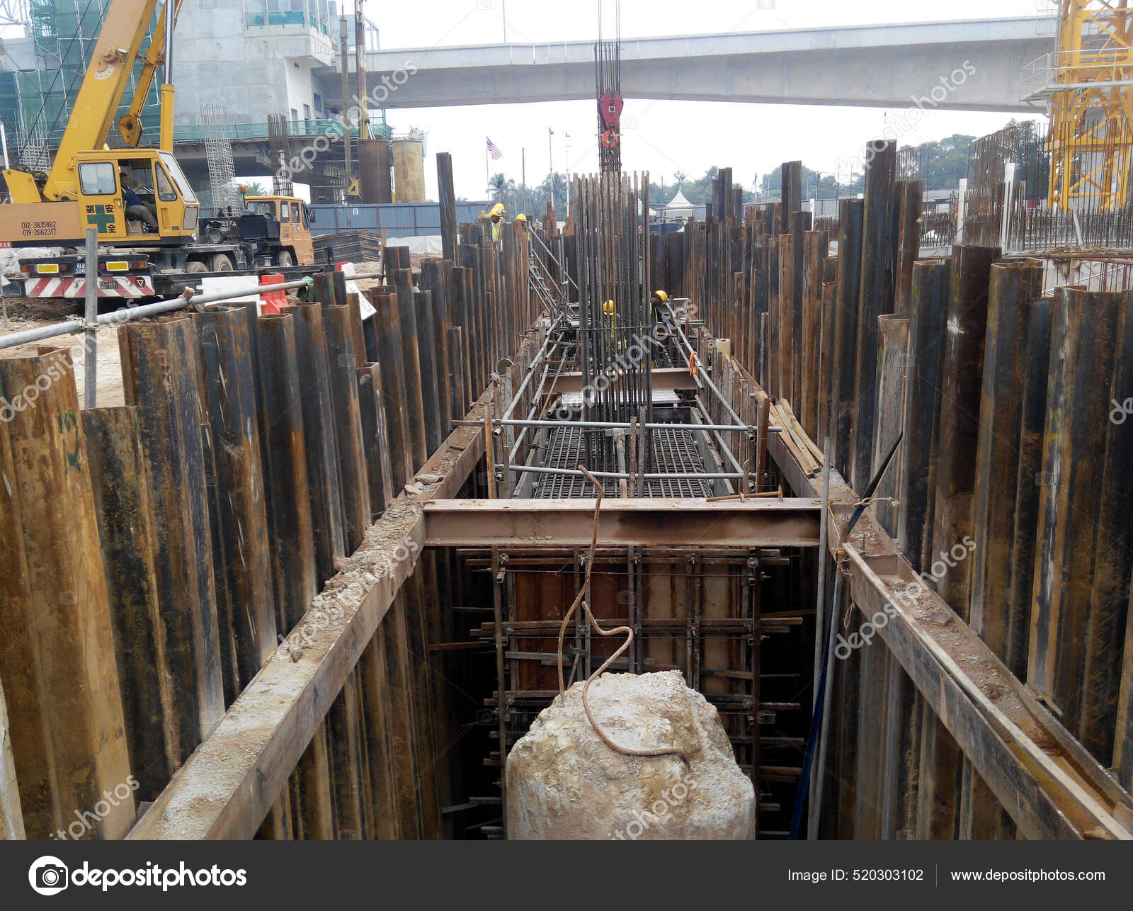 Malacca Malaysia September 2015 Temporary Steel Sheet Retaining Wall ...