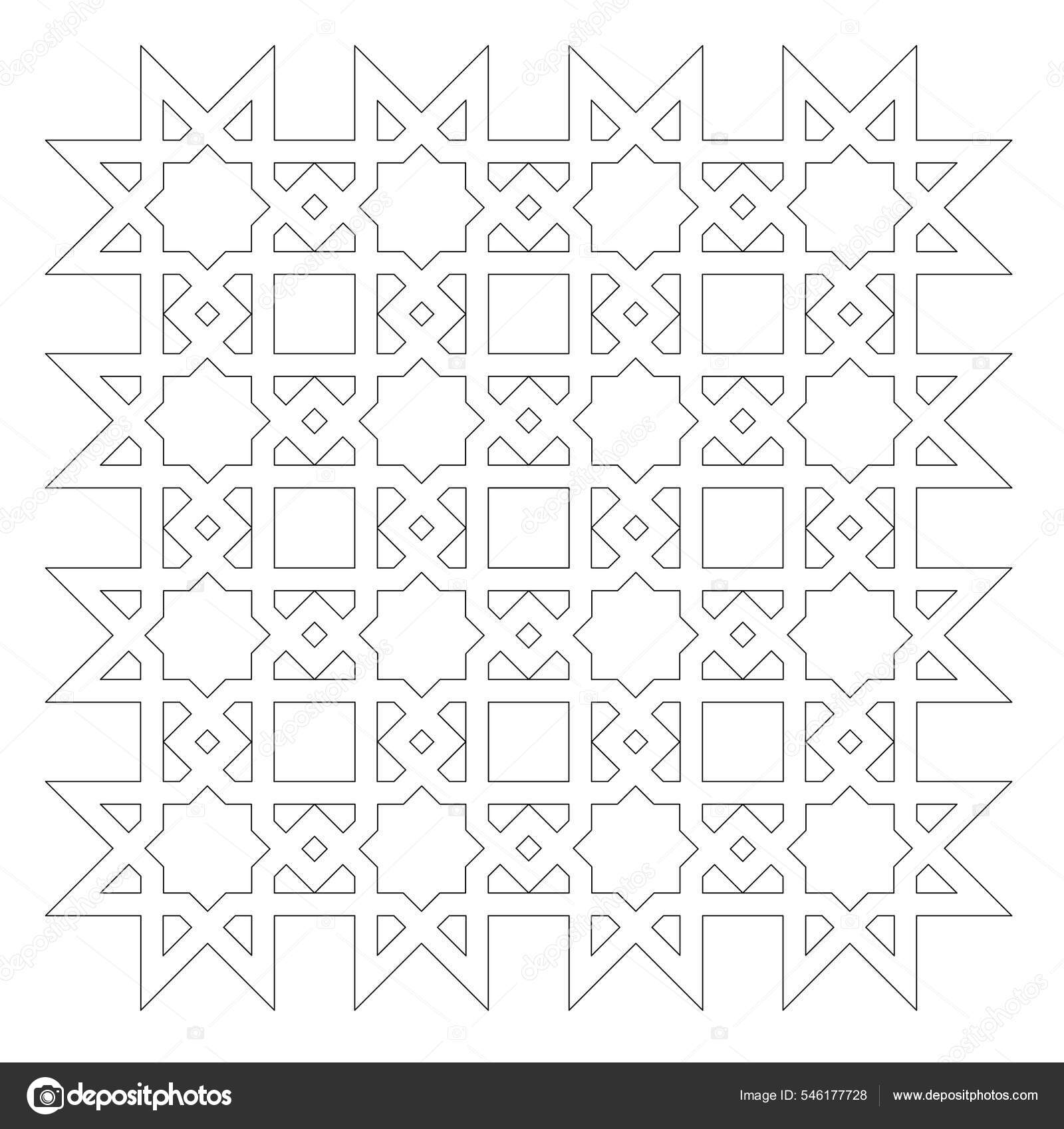 Black White Cad Drawing Islamic Geometric Pattern Islamic Patterns Use ...