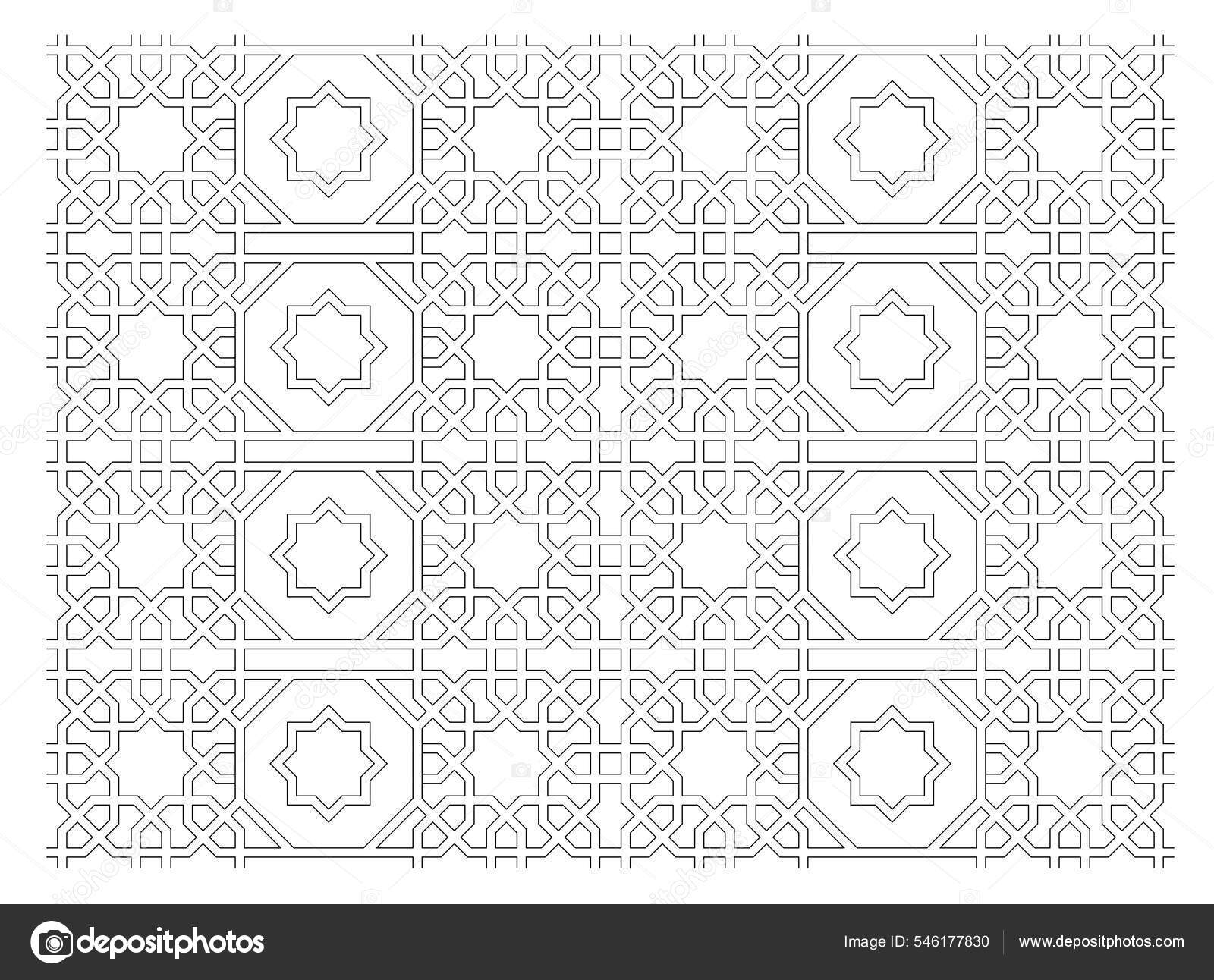 Black White Cad Drawing Islamic Geometric Pattern Islamic Patterns Use ...