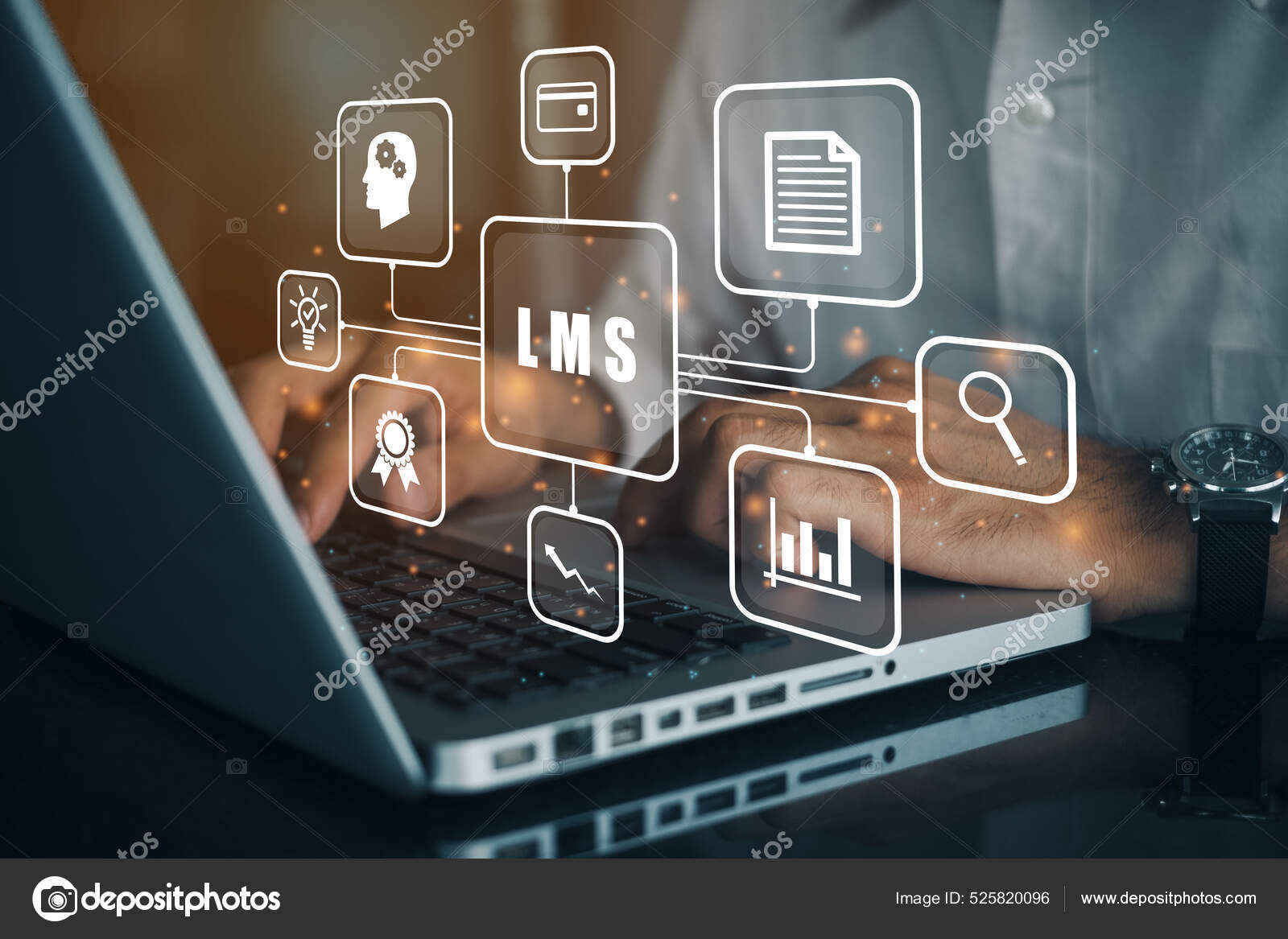 Businessman Using Computer Lms Learning Management System Web Icon ...