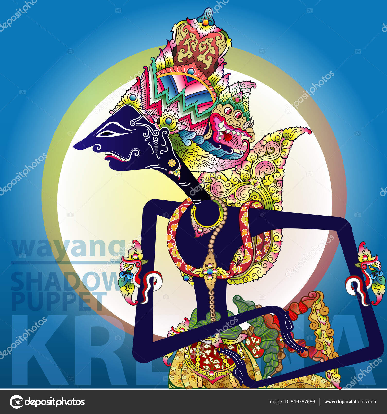 Ilustrasi Vektor Modifikasi Karakter Wayang Kresna Bayangan Boneka ...