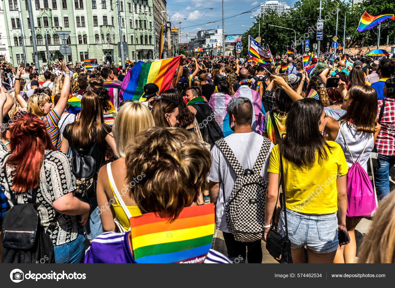 People Marching Equal Rights Lgbt Community Rainbow Flags Europe ...
