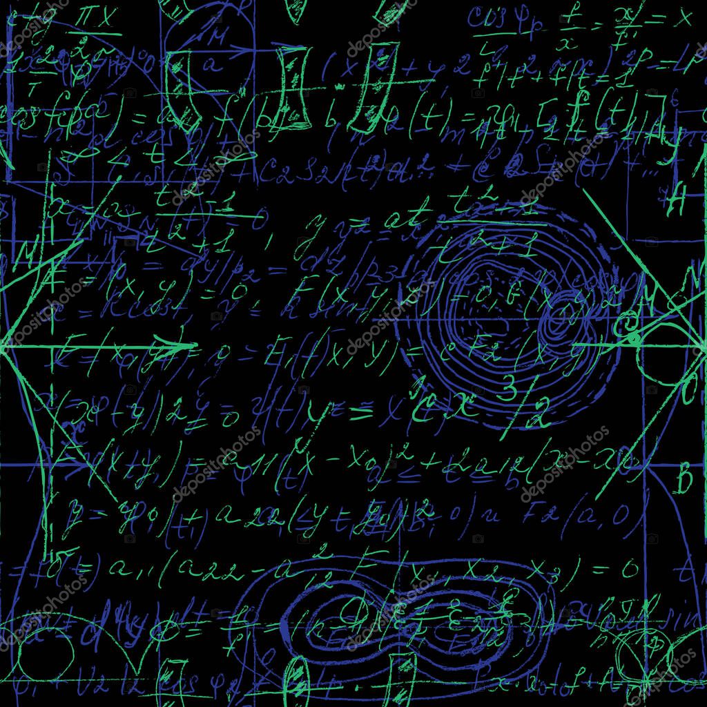Matemáticas patrón sin costura patrón sin fin con la escritura a mano ...