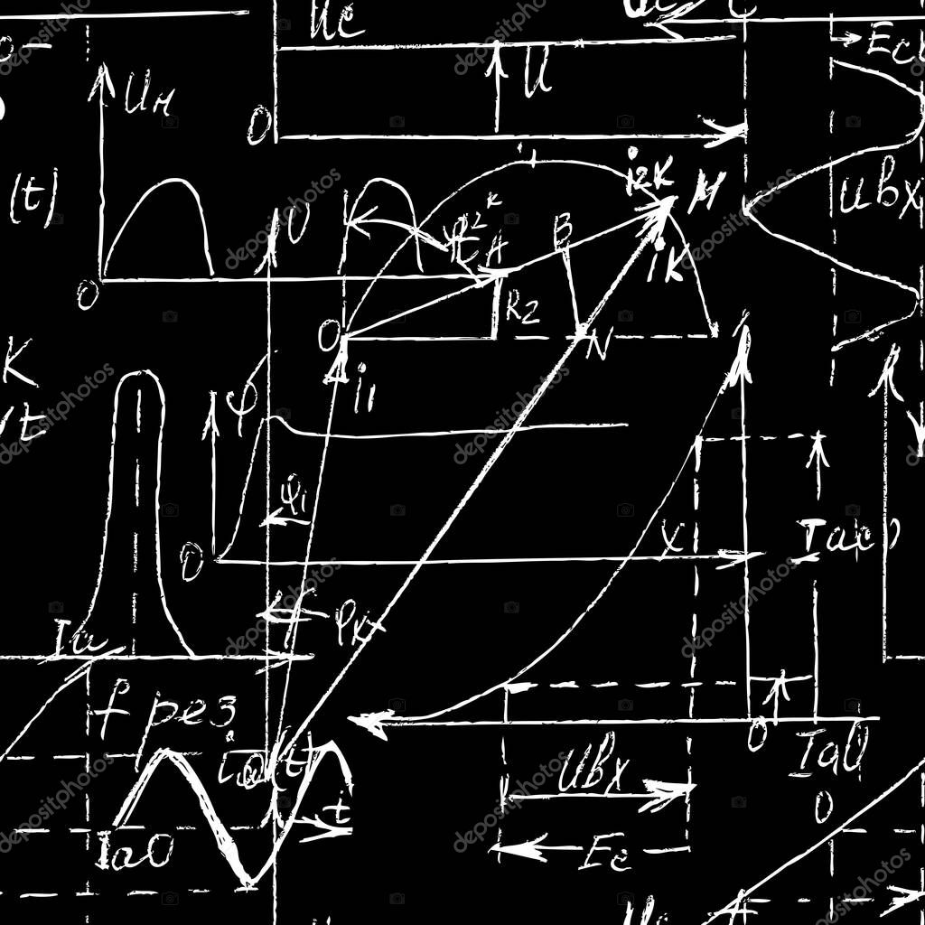 Fondo de patrón sin fin sin costuras con fórmulas matemáticas escritas ...