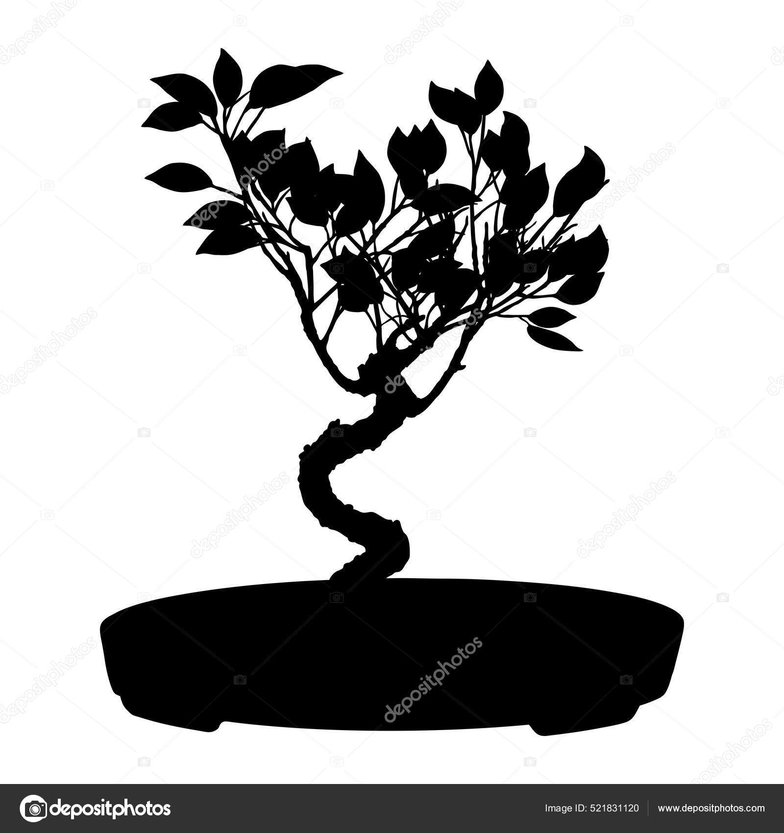 Bonsai Tree Silhouette Clip Art