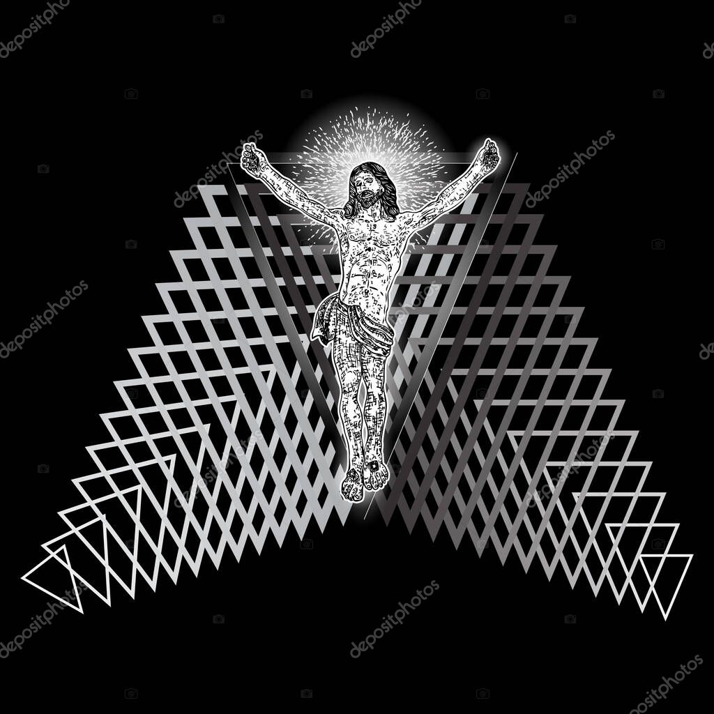 Gesù Cristo Sulla Croce Arte Disegno Del Giorno Dellascensione Di