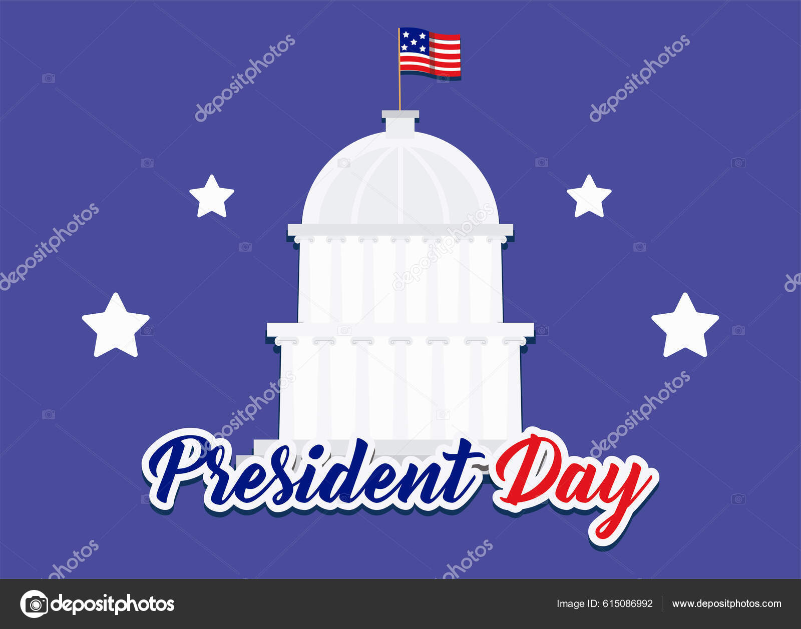 Colored President Day Poster White House Landmark Vector Illustration ...