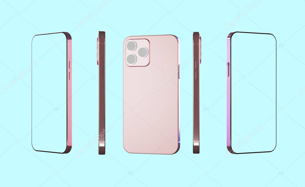 Smartphone de diseño realista. Modelo de un teléfono moderno, de color ...