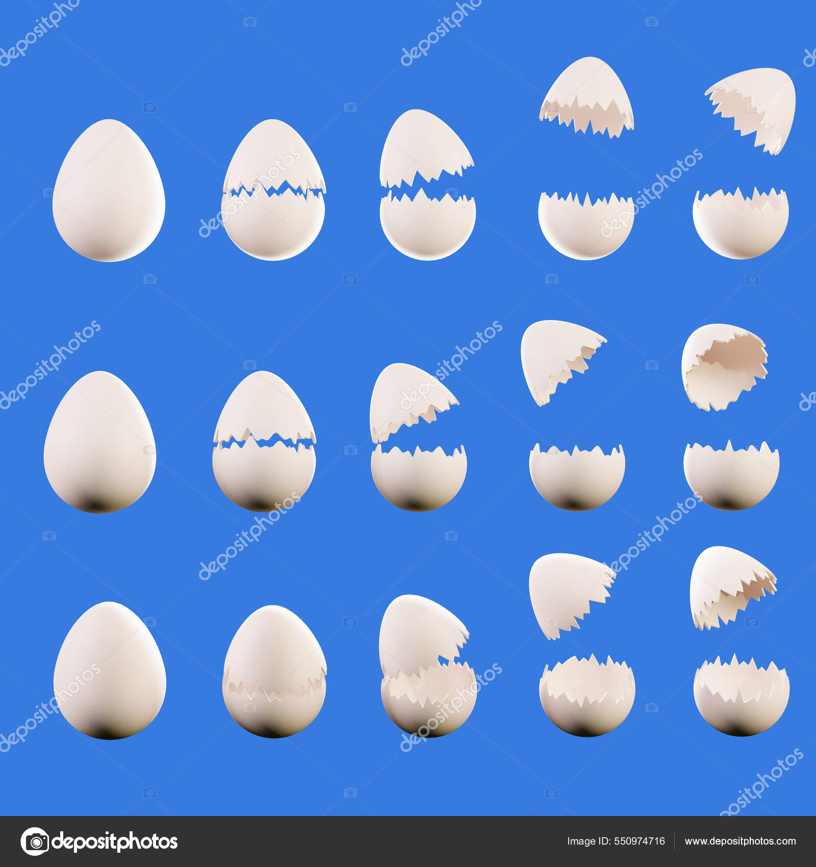 Cracked Egg Different Angles Chicken Egg Set Design Easter Elements ...