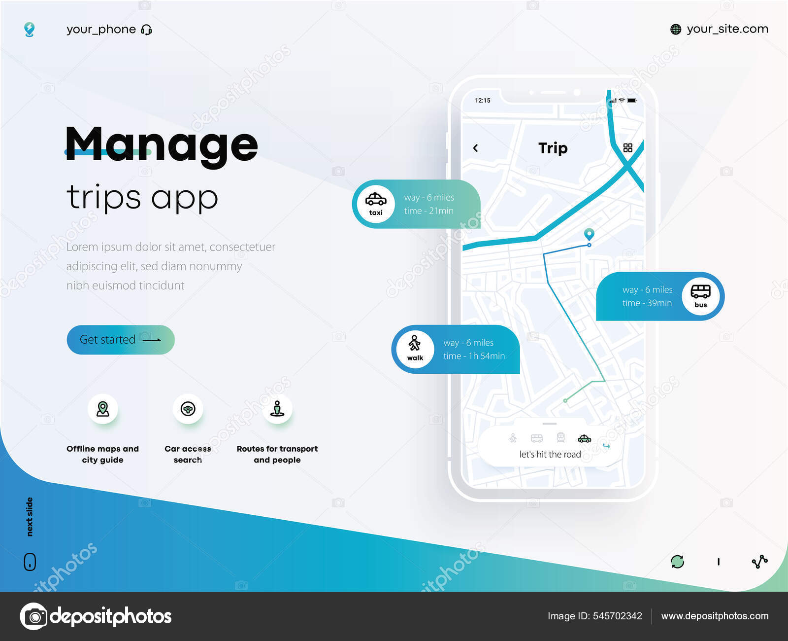 Trendy Infographic City Map Navigation Mobile App Interface Concept ...