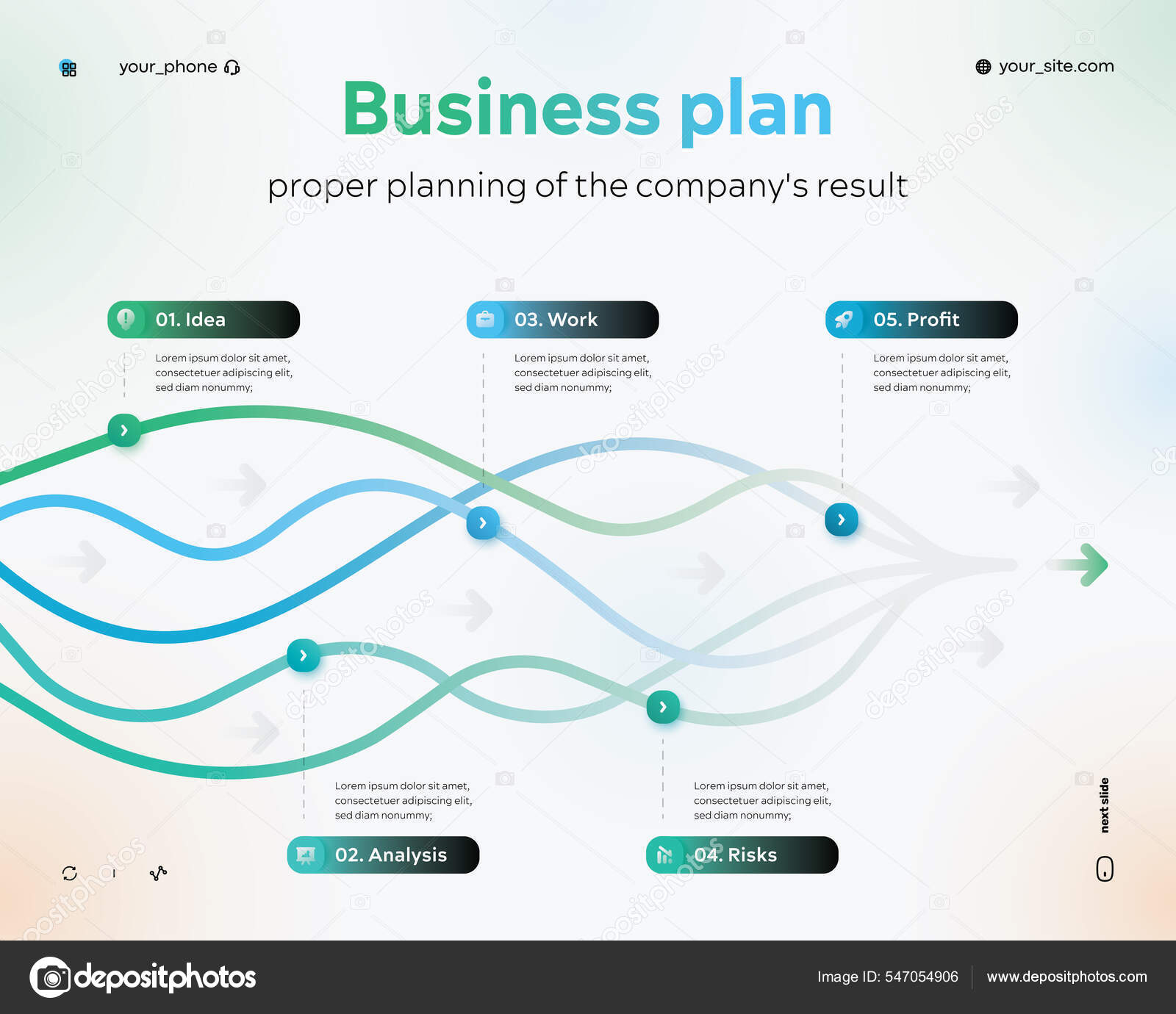 Horizontal Linear Scale Five Steps Arrows Five Consecutive Stages ...